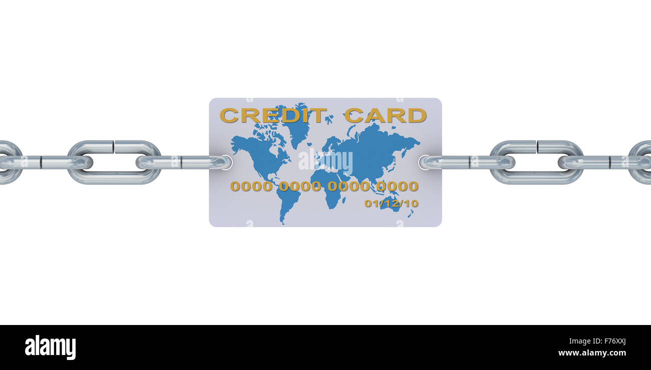 Credit card on a chain. 3D image Stock Photo - Alamy