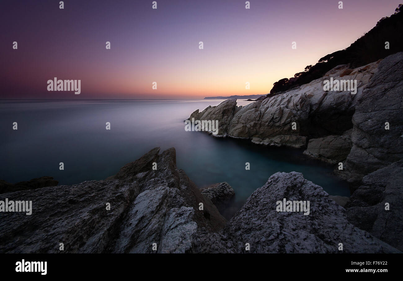 A soft sunset long exposure in the Ligurian Riviera - Italy Stock Photo ...