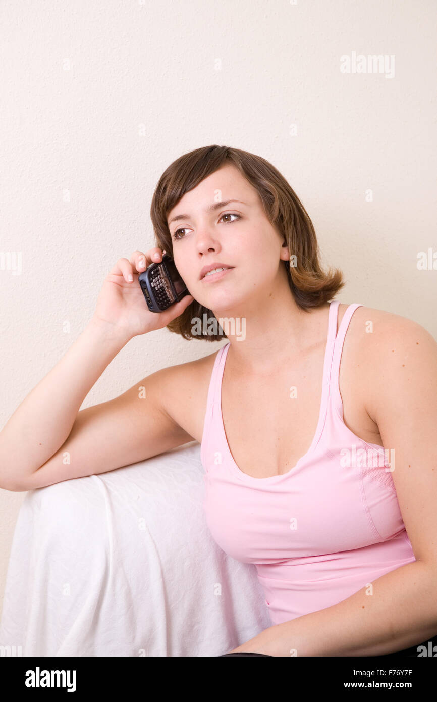 On the phone Stock Photo - Alamy