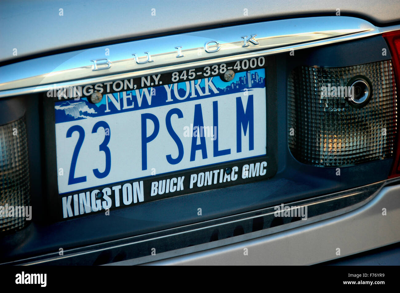 New York state car license plate with biblical statement 23 Psalm ID ...