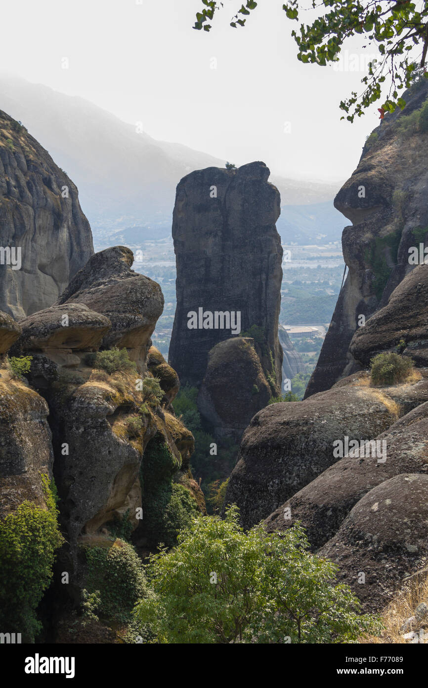 Tall rock at the meteora region in Greece Stock Photo - Alamy