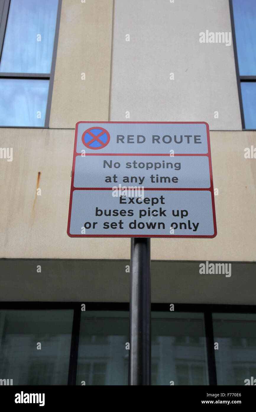 red route motoring sign in lambeth london Stock Photo - Alamy