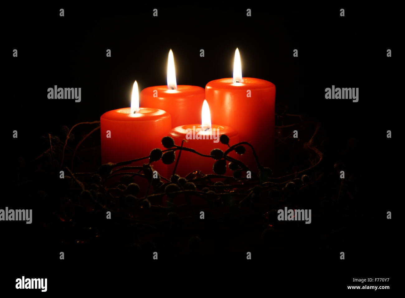 Four red lit advent hi-res stock photography and images - Alamy