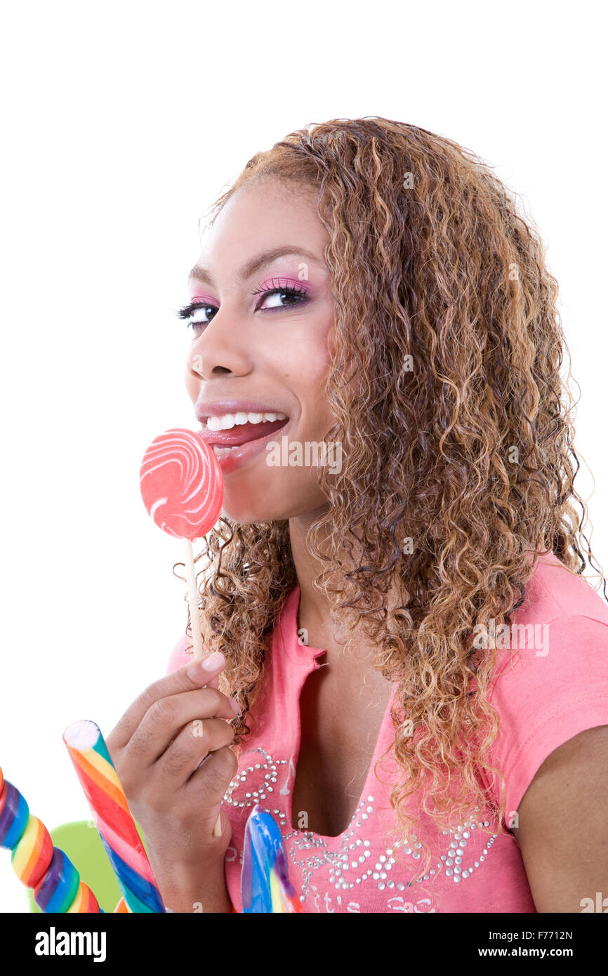 Happy girl lollypop candy hi-res stock photography and images - Alamy