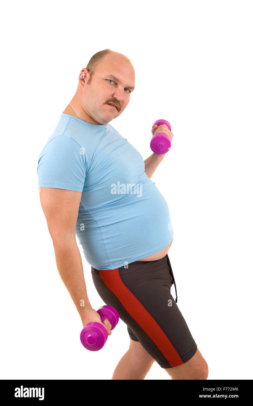 Overweight man doing fitness Stock Photo - Alamy