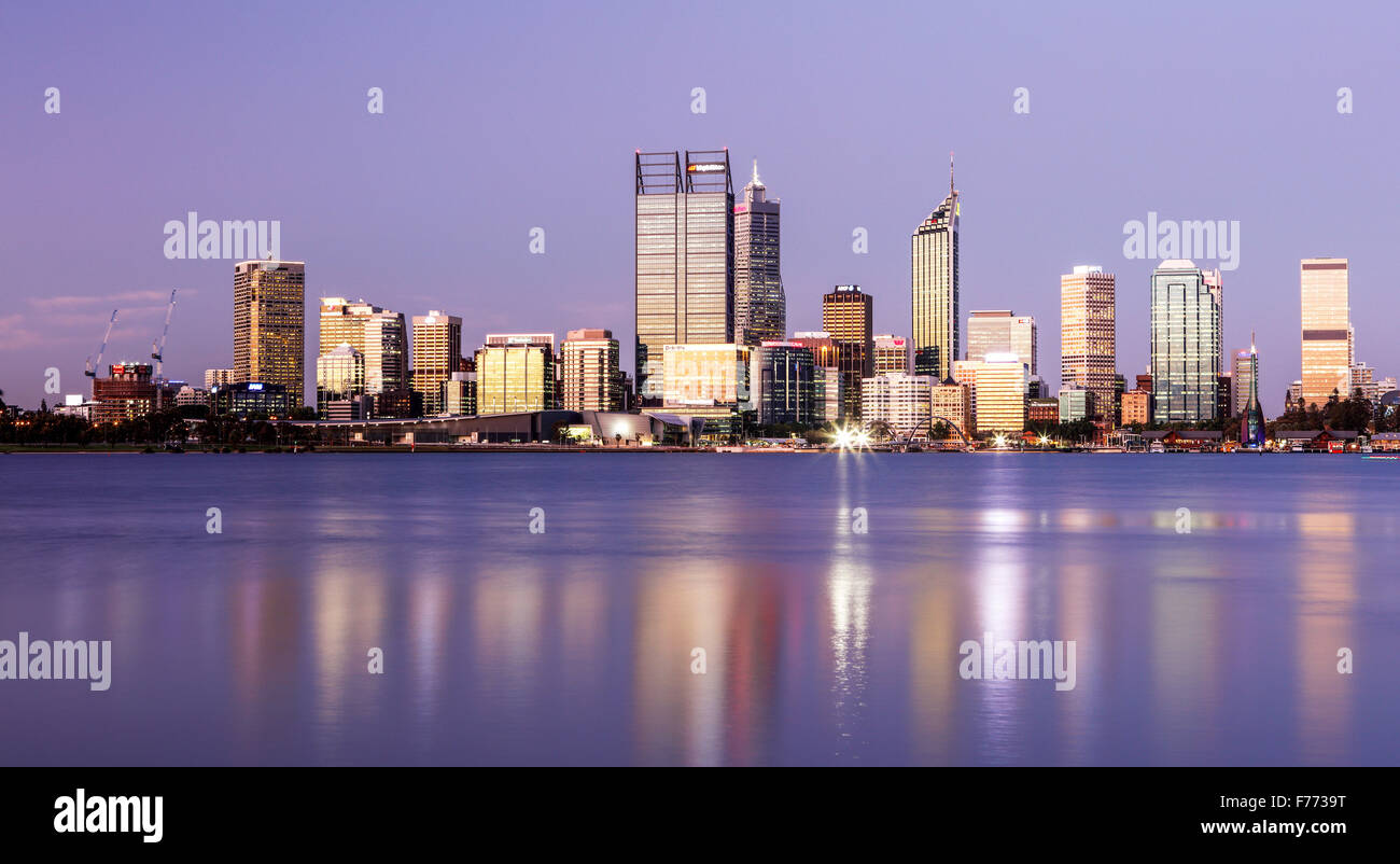 The city of Perth from Mends St Jetty, South Perth, Australia Stock ...