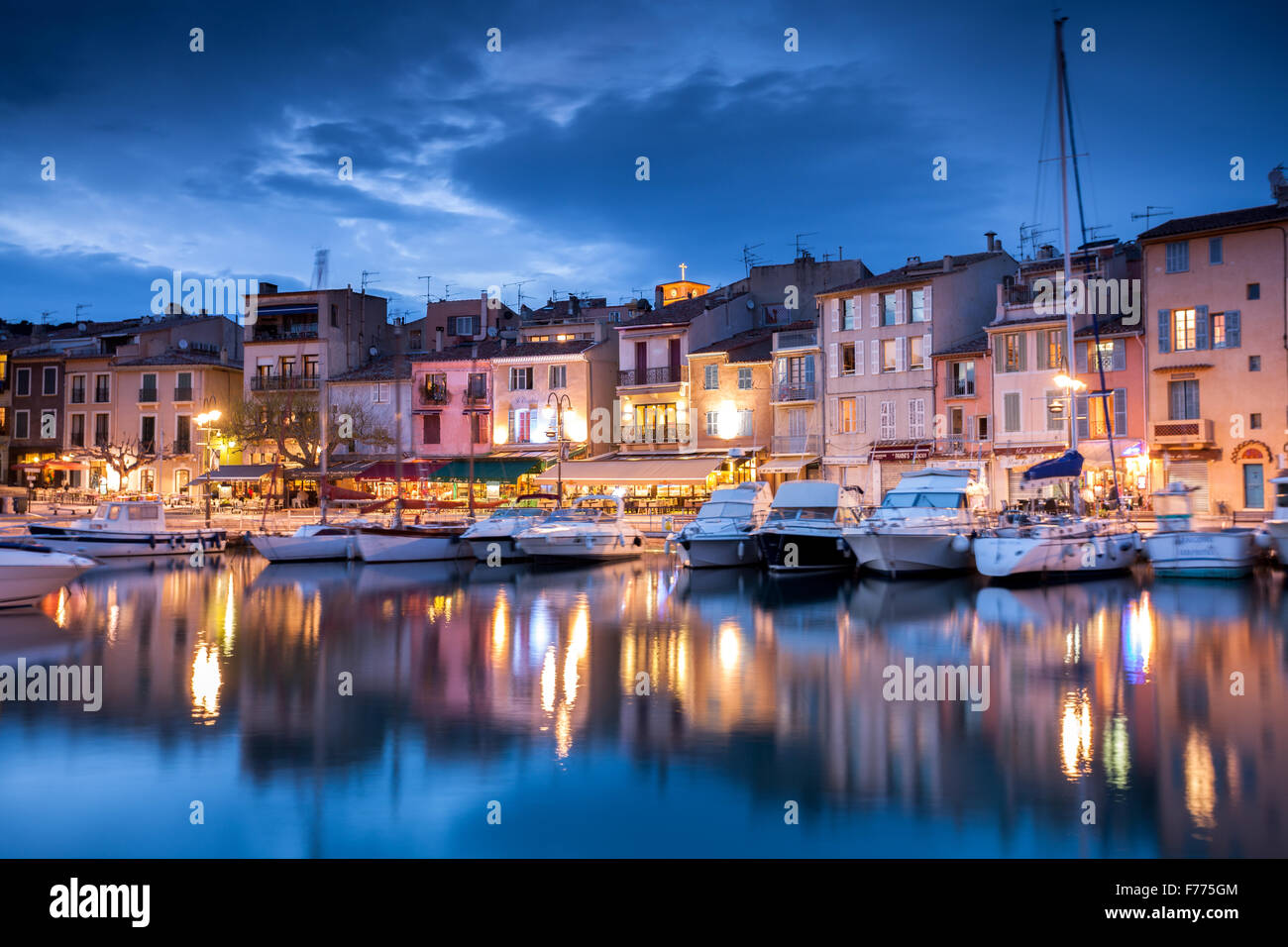 The Port of Cassis at night time Stock Photo - Alamy