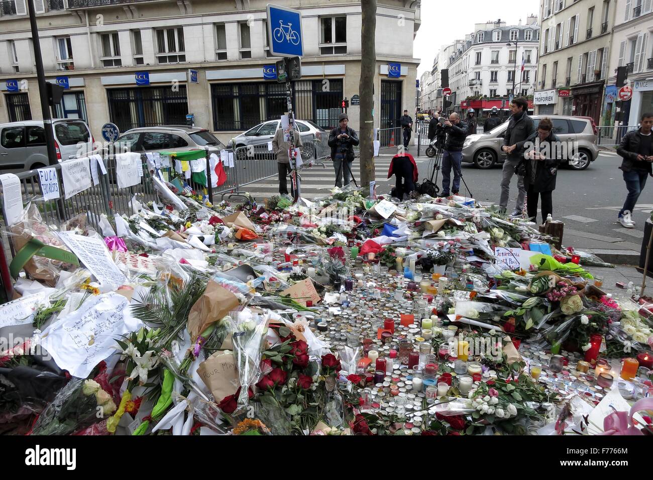Paris Terrorist Attacks, Bataclan, Mourning. People gather to pay the ...