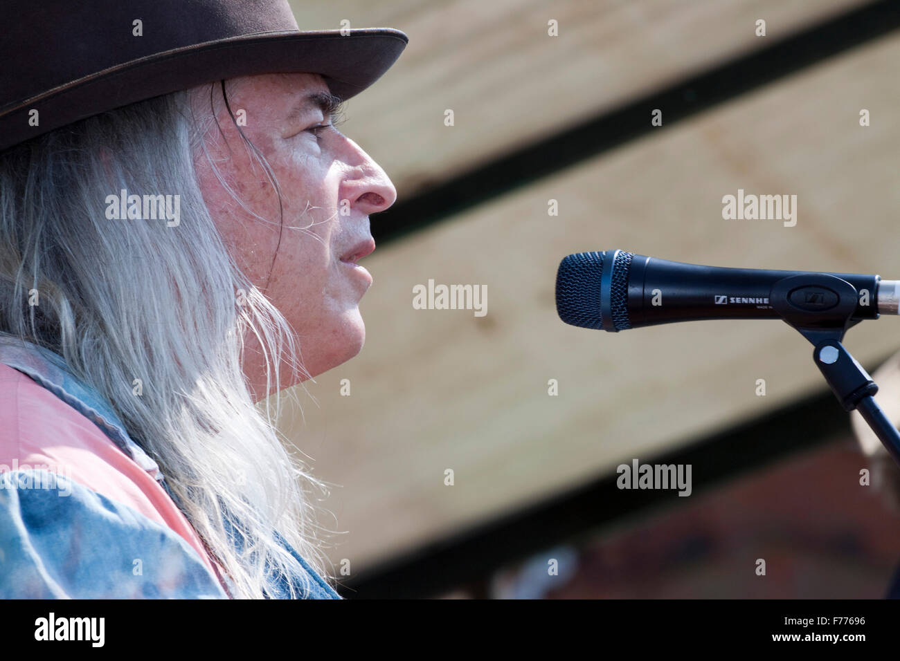 Country musician on an outside stage Stock Photo - Alamy