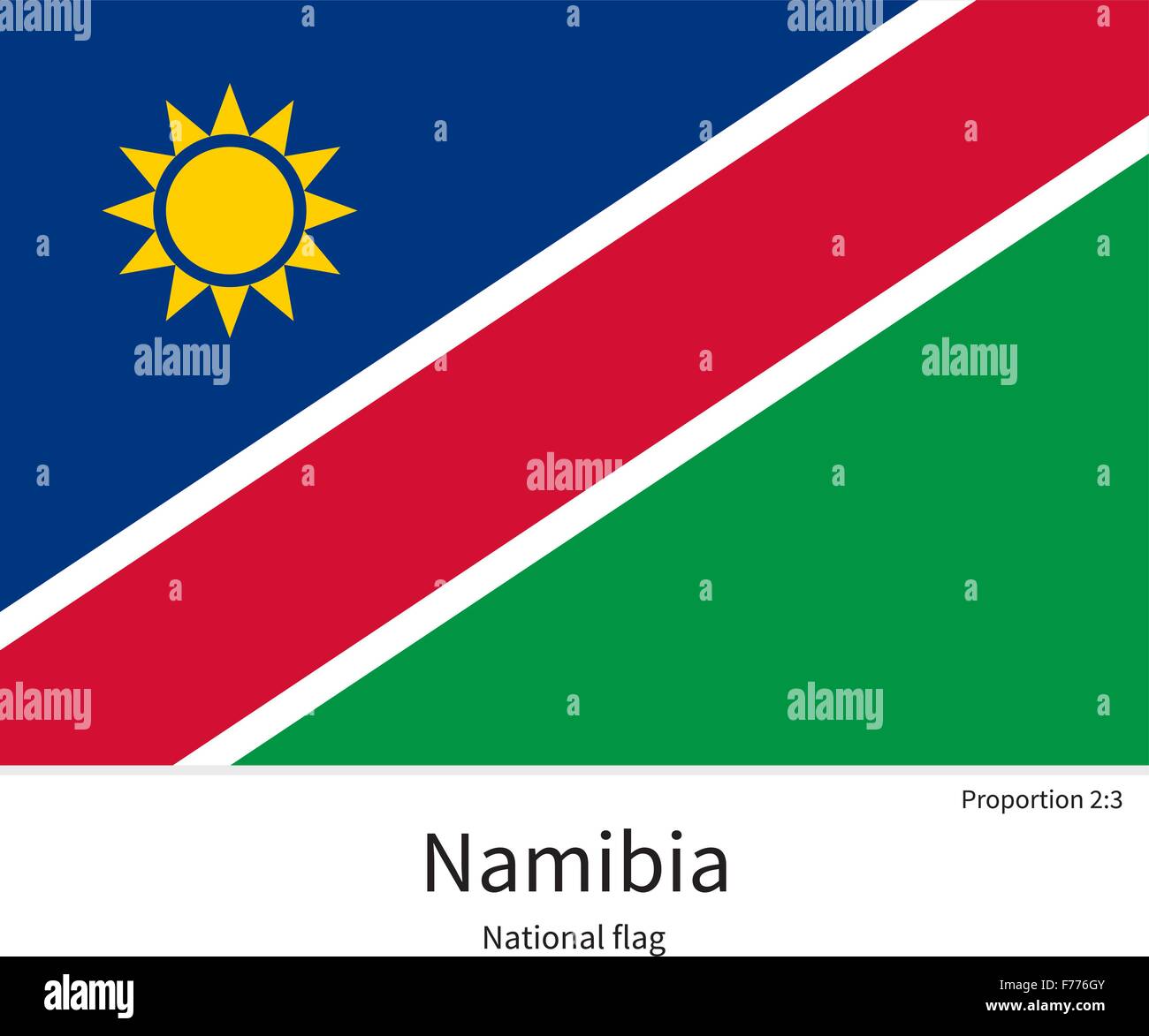 National flag of Namibia with correct proportions, element, colors ...