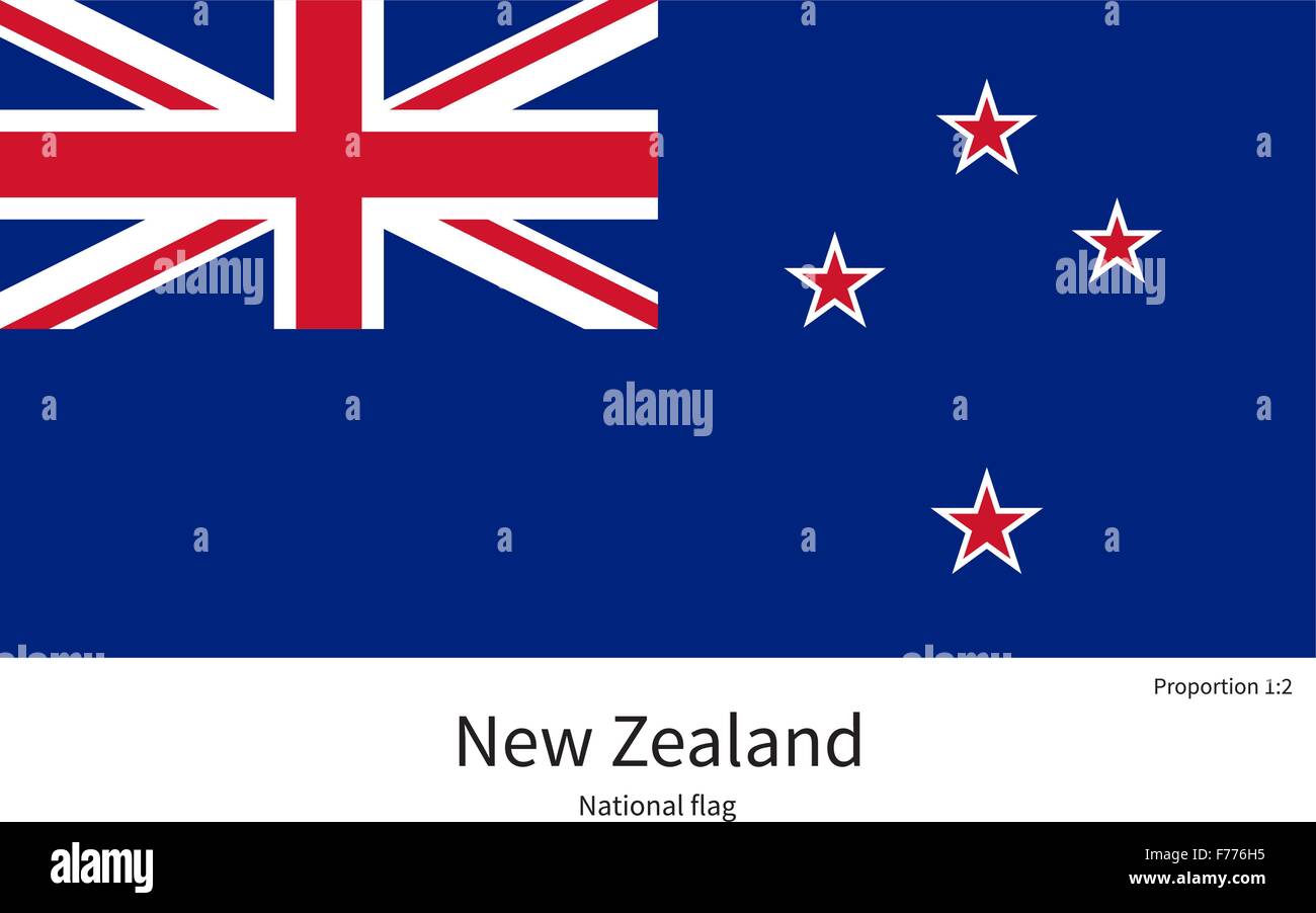 National flag of New Zealand with correct proportions, element, colors ...