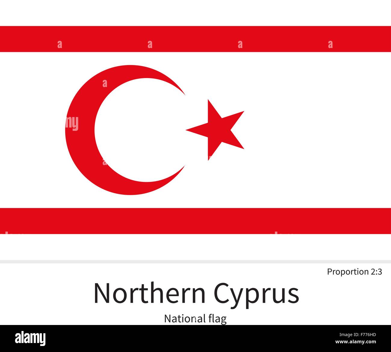 National flag of Northern Cyprus with correct proportions, element ...