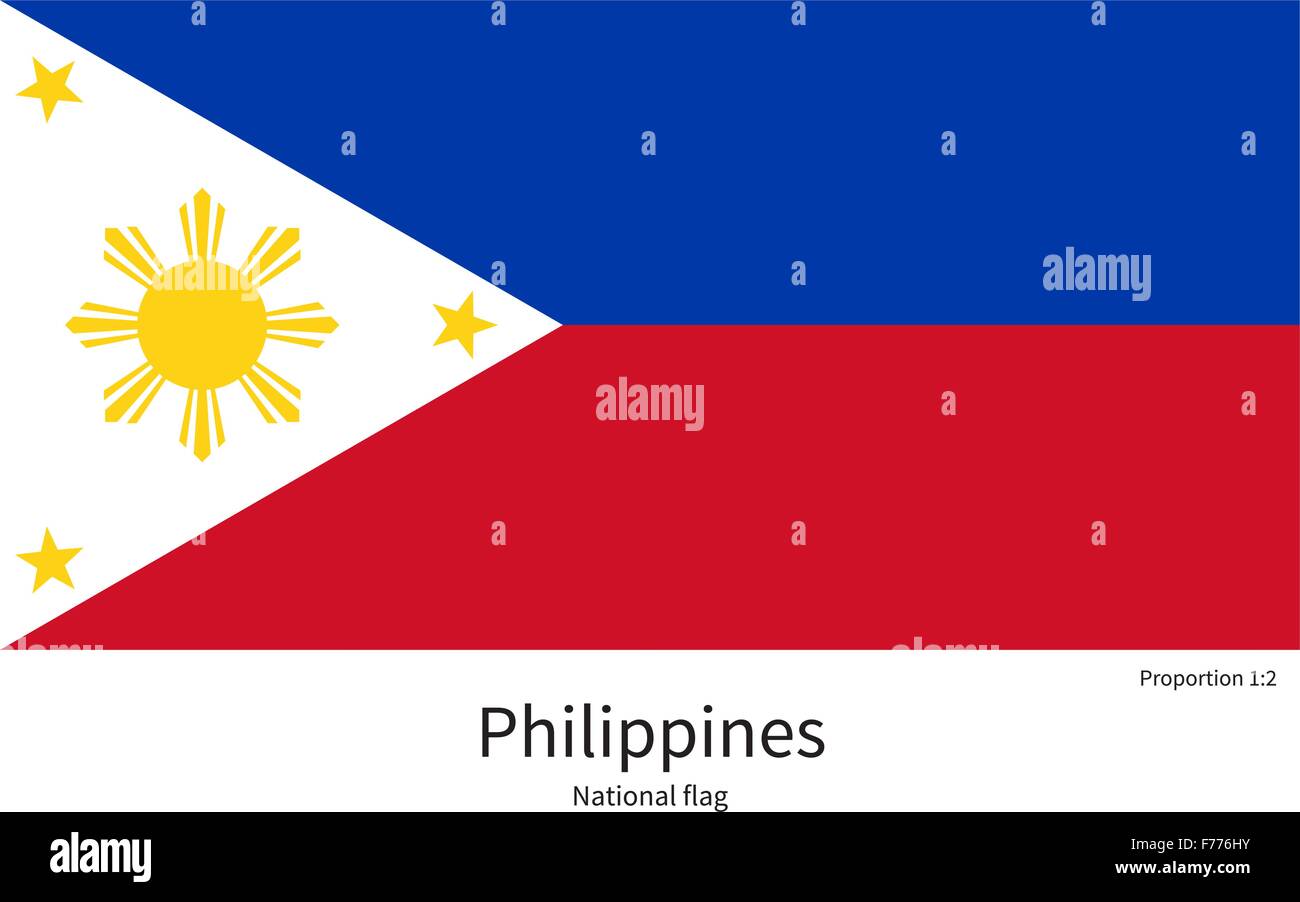 National flag of Philippines with correct proportions, element, colors ...