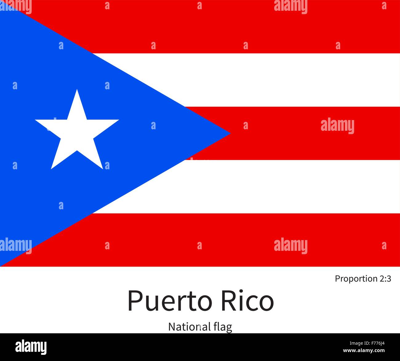 National flag of Puerto Rico with correct proportions, element, colors ...
