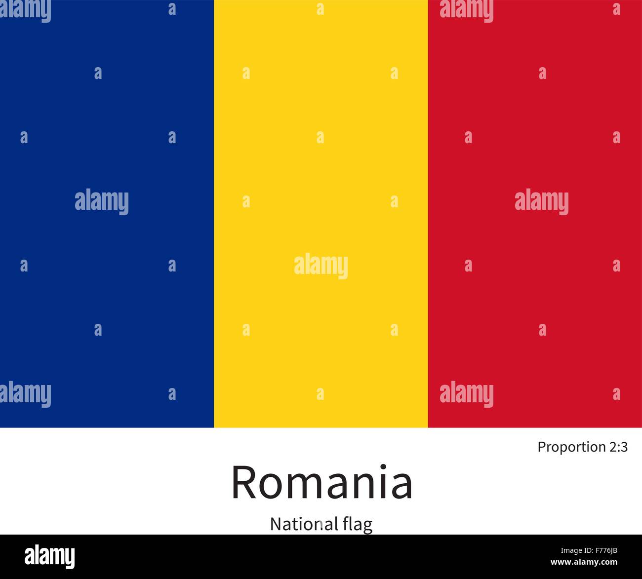 National flag of Romania with correct proportions, element, colors ...