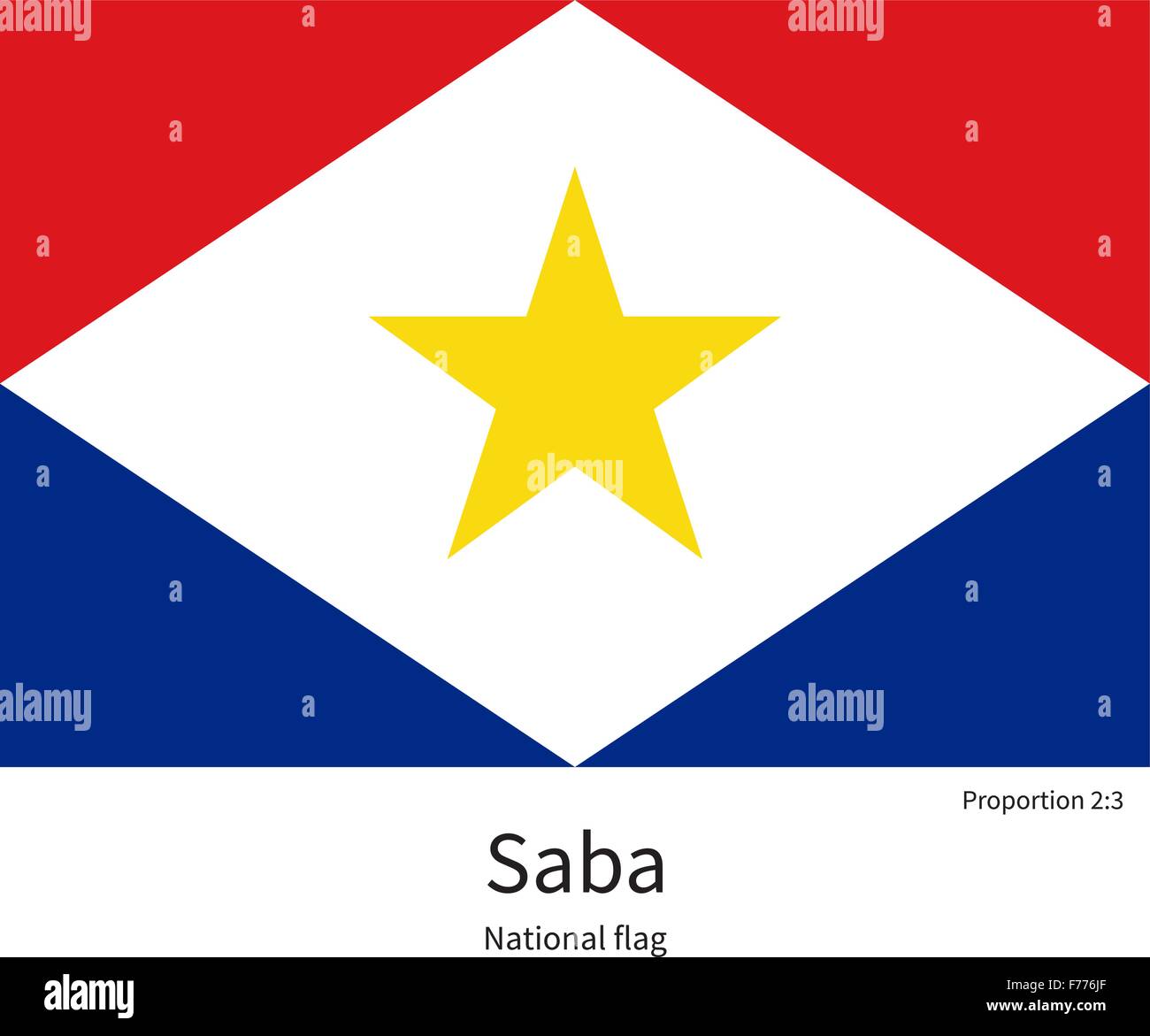 National flag of Saba with correct proportions, element, colors Stock ...