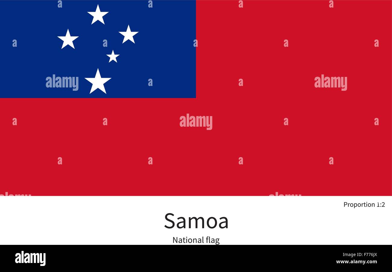 National flag of Samoa with correct proportions, element, colors Stock ...