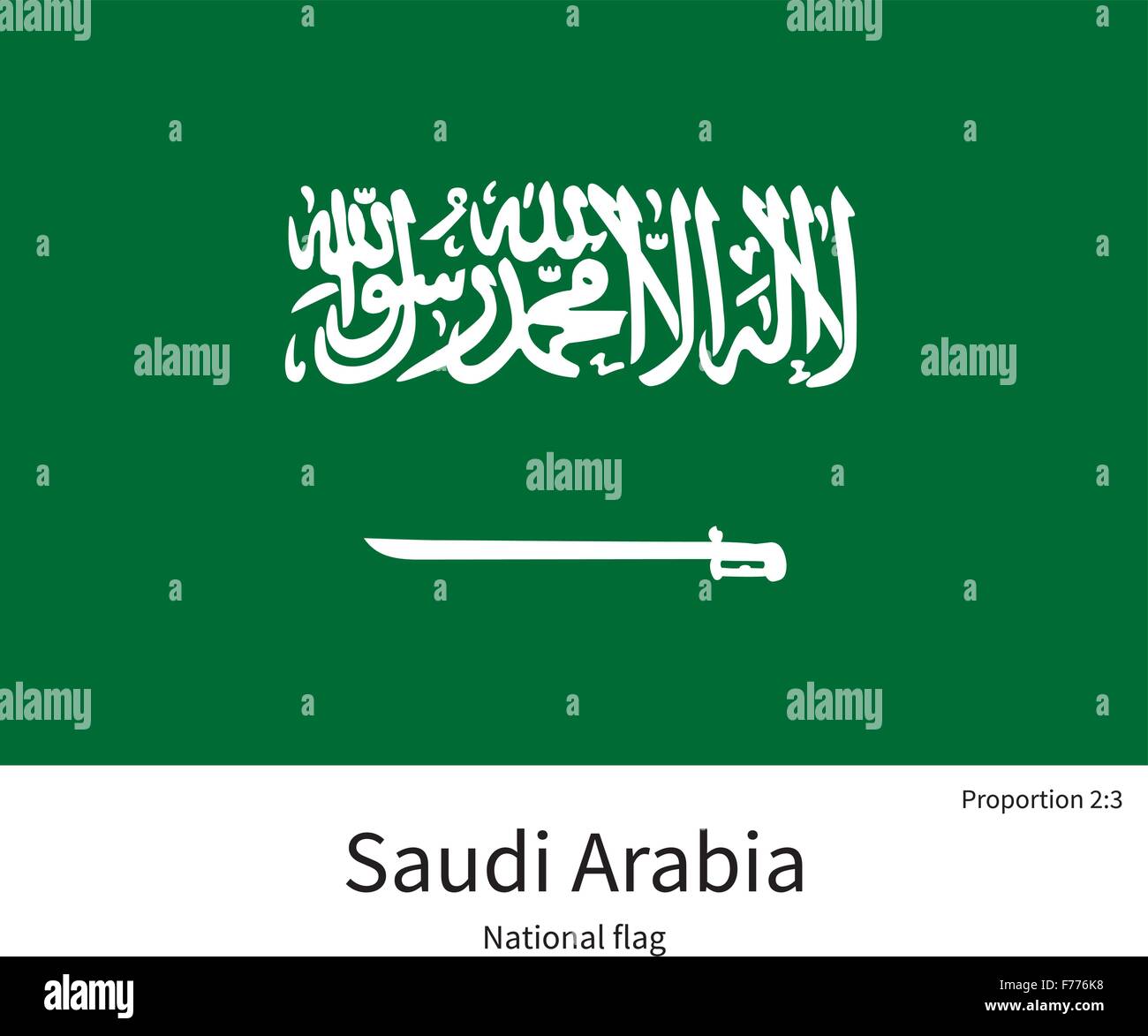 National flag of Saudi Arabia with correct proportions, element, colors ...