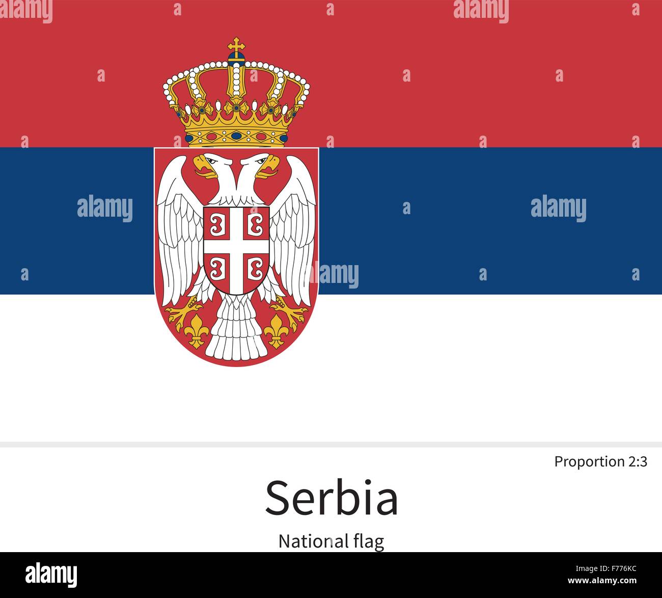 National flag of Serbia with correct proportions, element, colors Stock ...