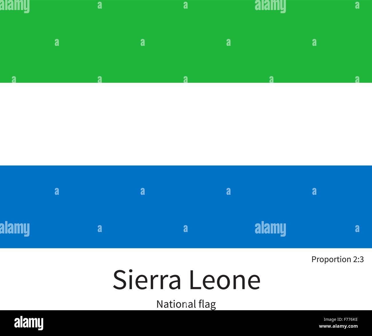National flag of Sierra Leone with correct proportions, element, colors ...