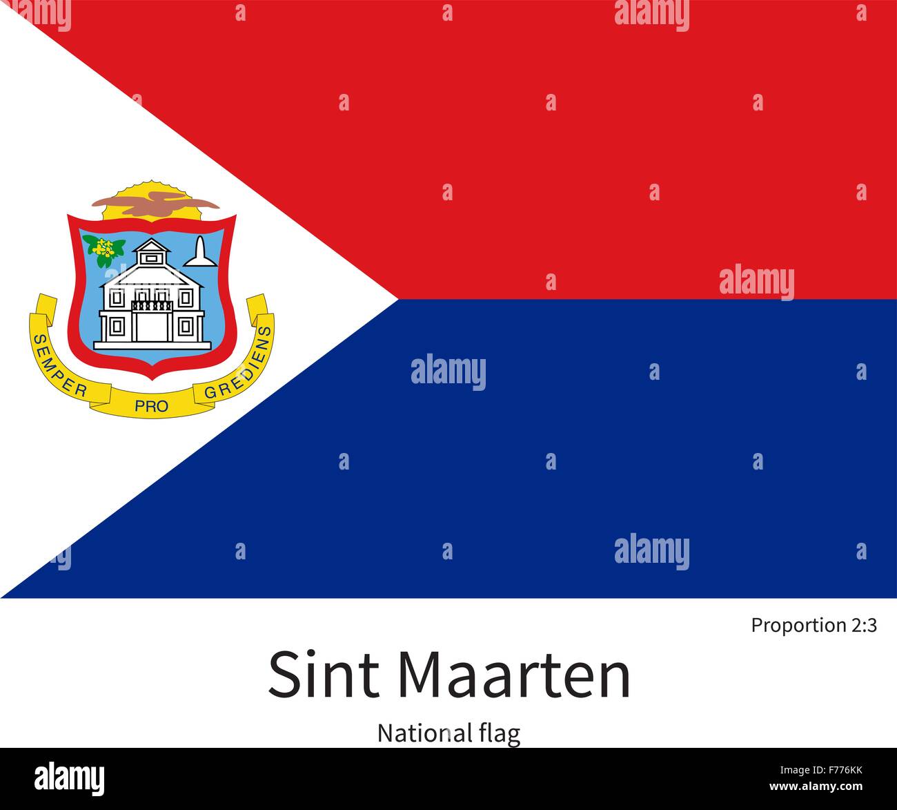 National flag of Sint Maarten with correct proportions, element, colors ...