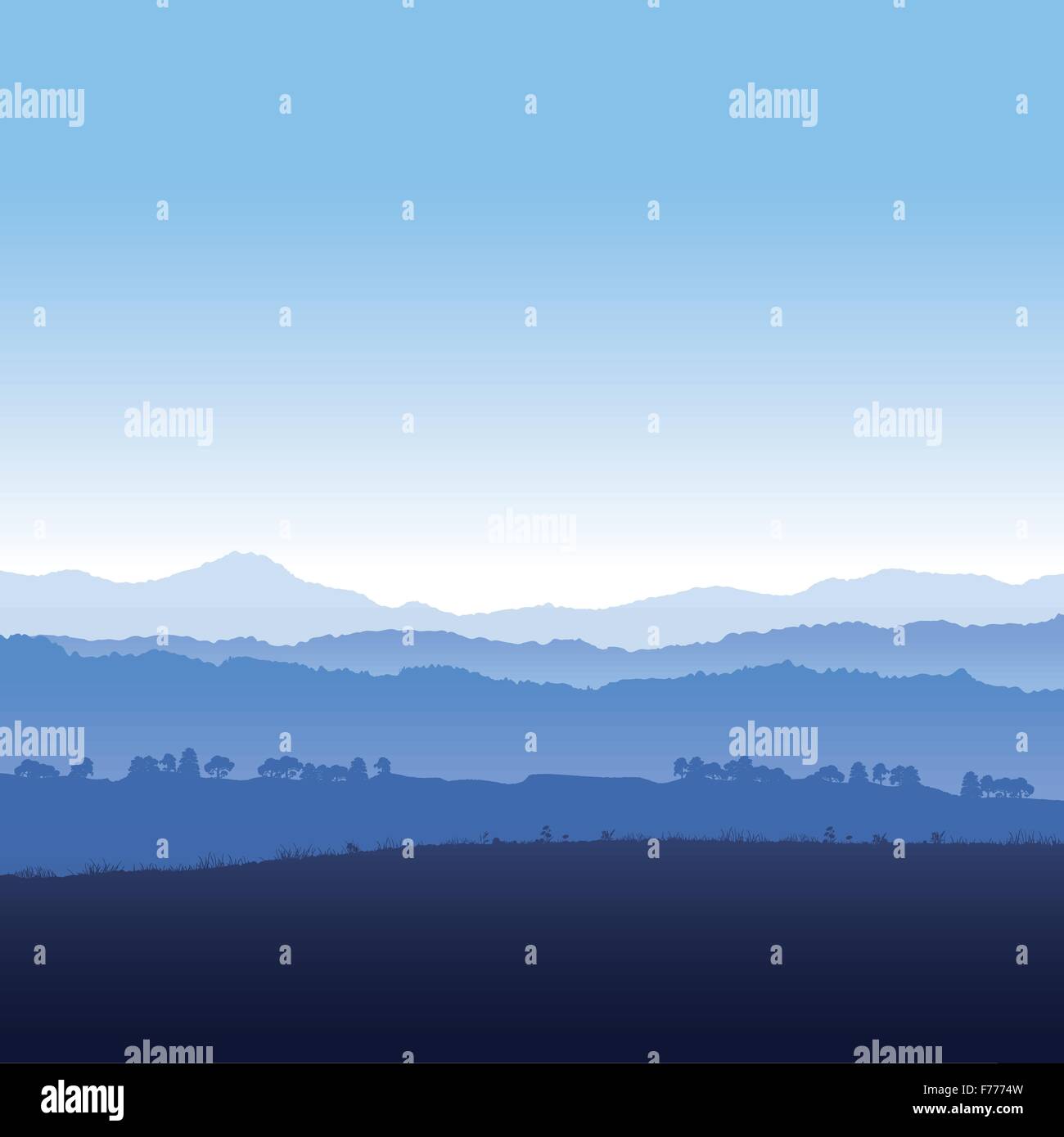 Landscape of mountains in fog Stock Vector Image & Art - Alamy