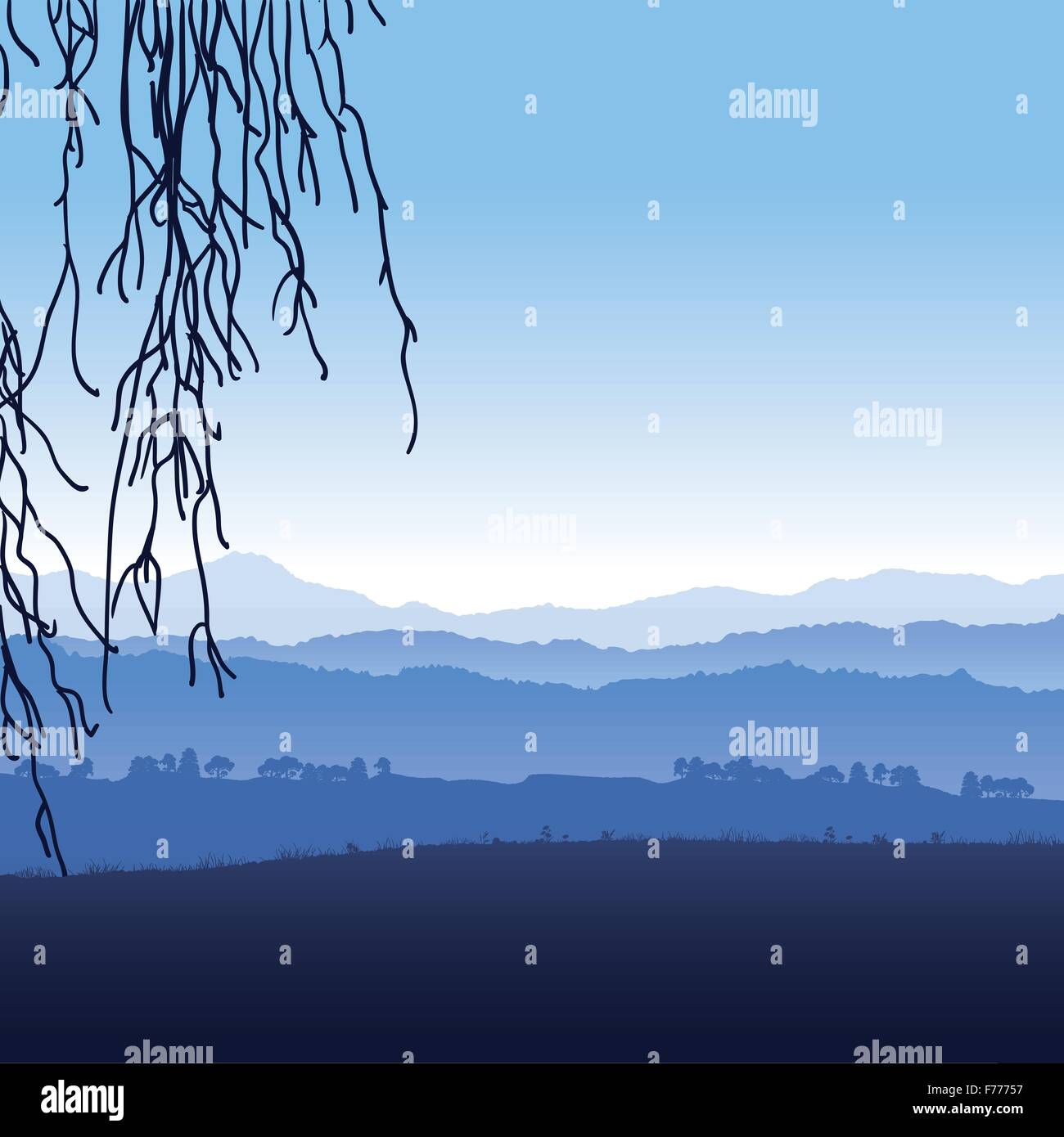 Landscape in the fog Stock Vector Images - Alamy