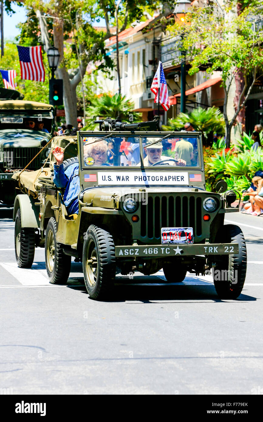 WW2 jeep takes part in the vehicle parade on July 4th in Santa Barbara ...