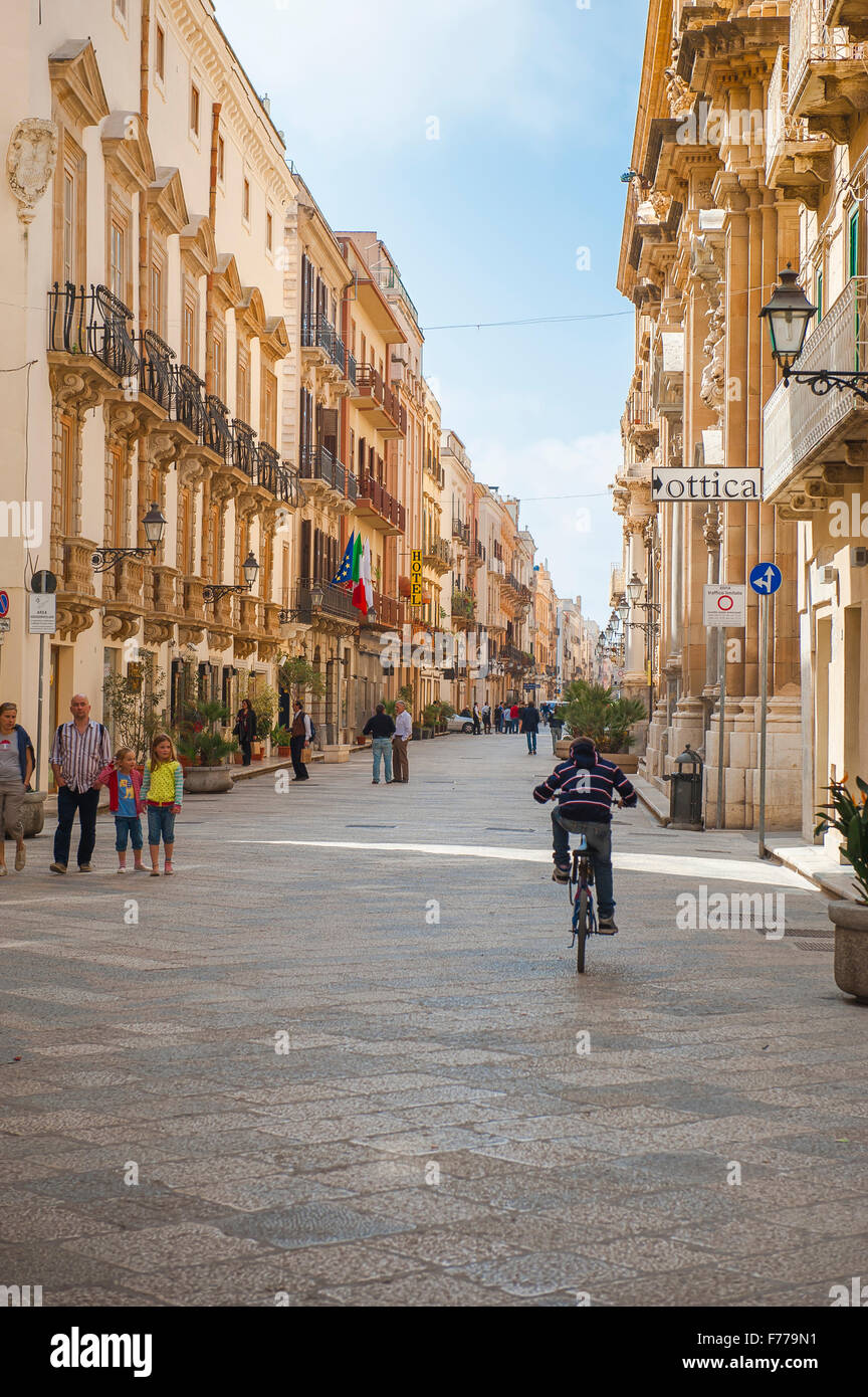 Trapani Sicily street, view of the Corso Vittorio Emanuele in the ...