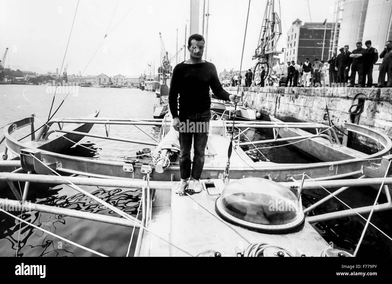 eric tabarly,french naval lieutenant aboard his new yacht pen duick IV ...