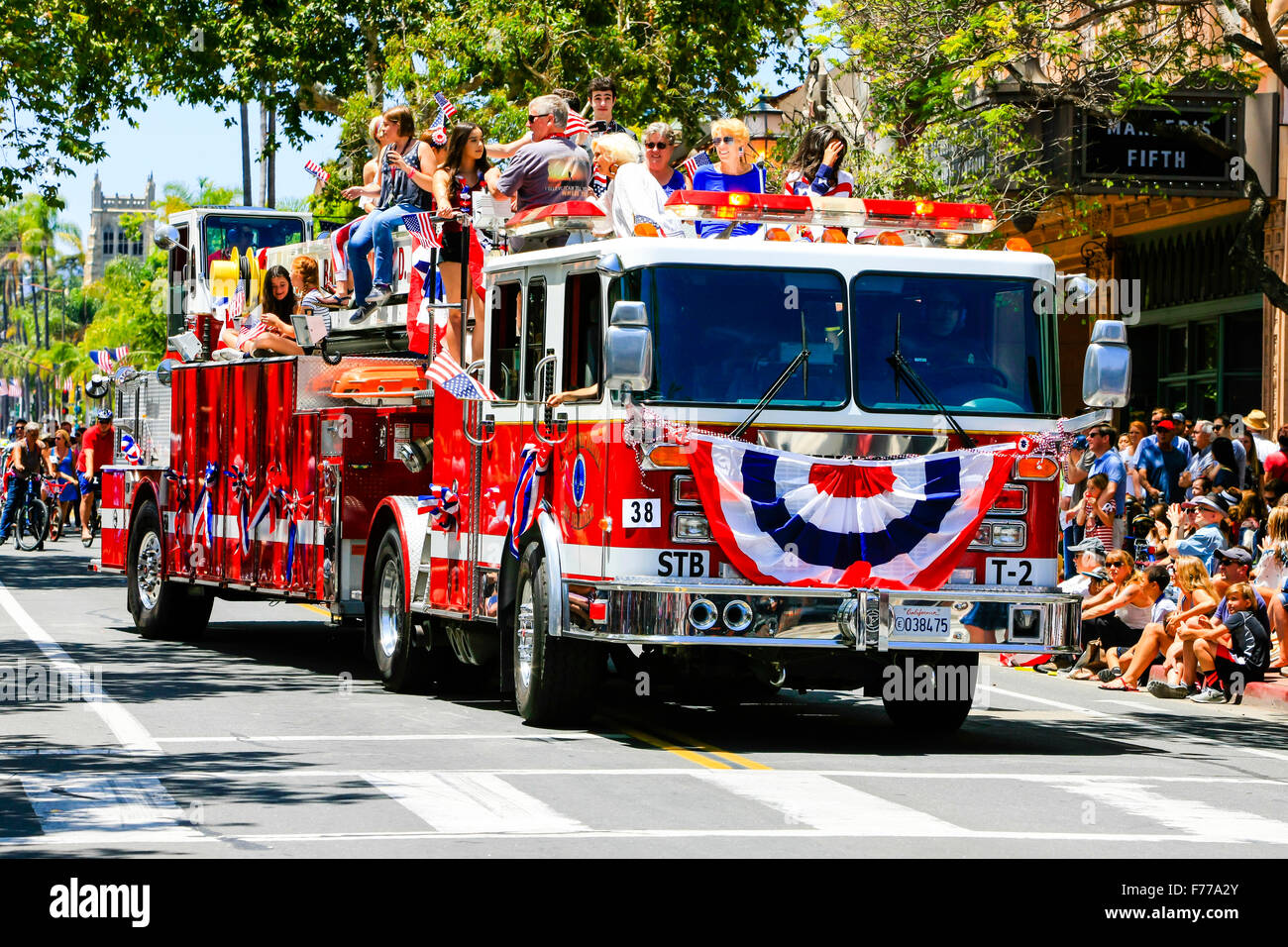 City of Santa Barbara Fire Dept truck takes part in the July 4th parade ...
