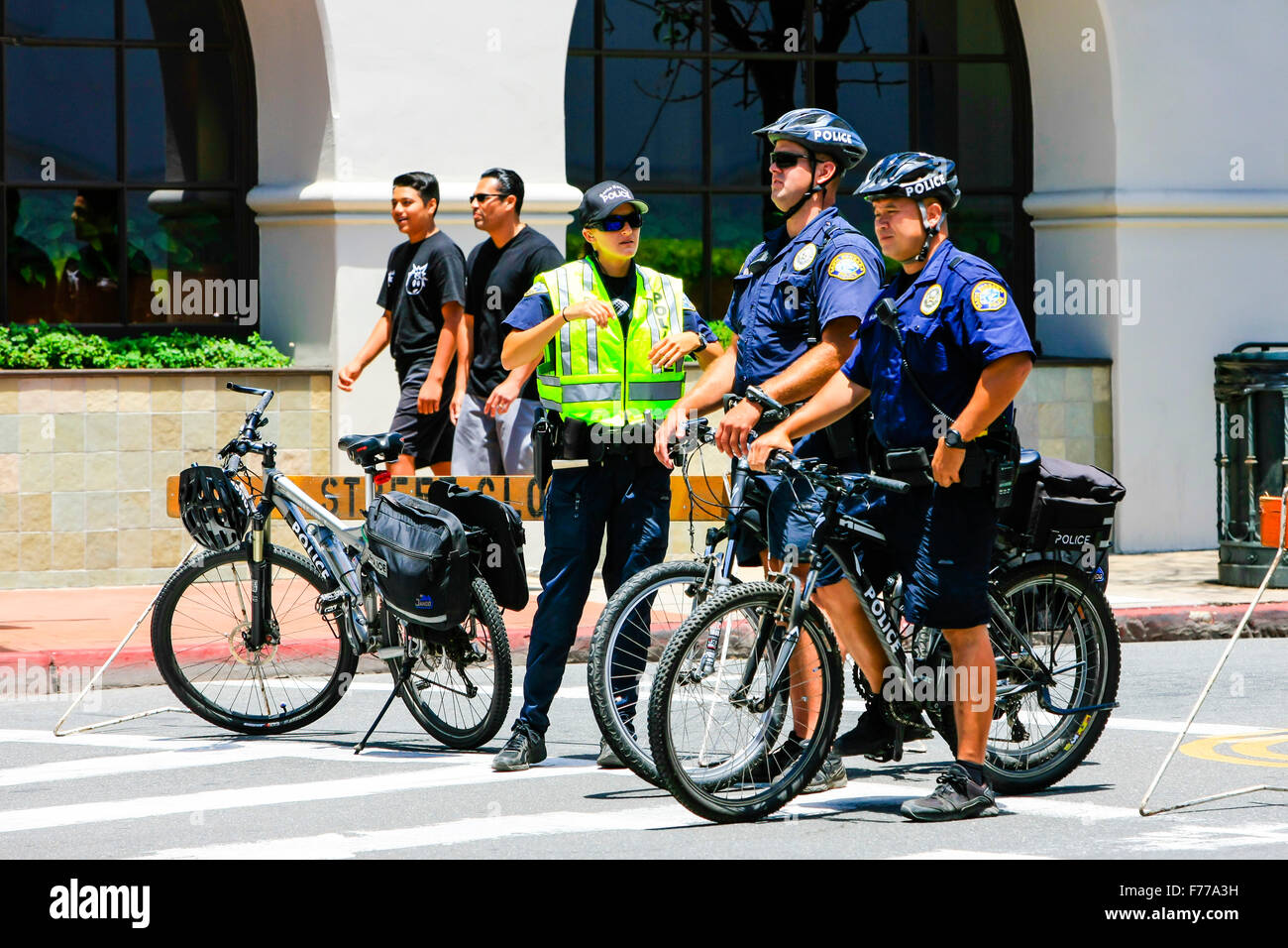 Bicycle cops in Santa Barbara California Stock Photo - Alamy