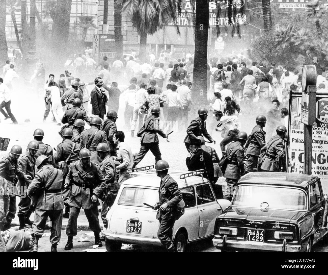 stone-throwing clashes between students of opposing factions in front ...