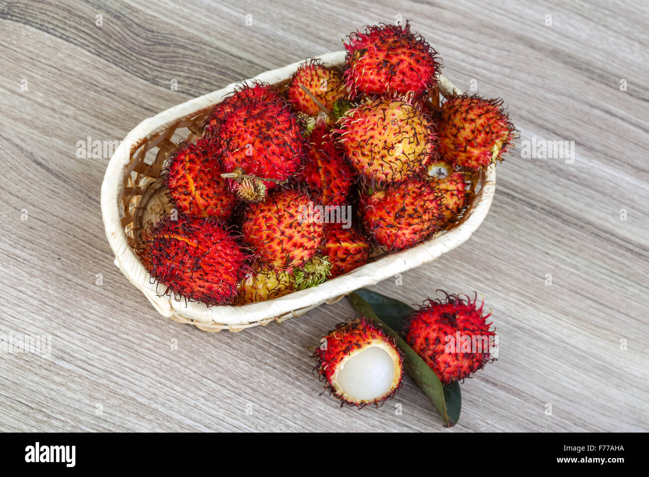 Asian fruit - rambutan - on the wood background Stock Photo - Alamy
