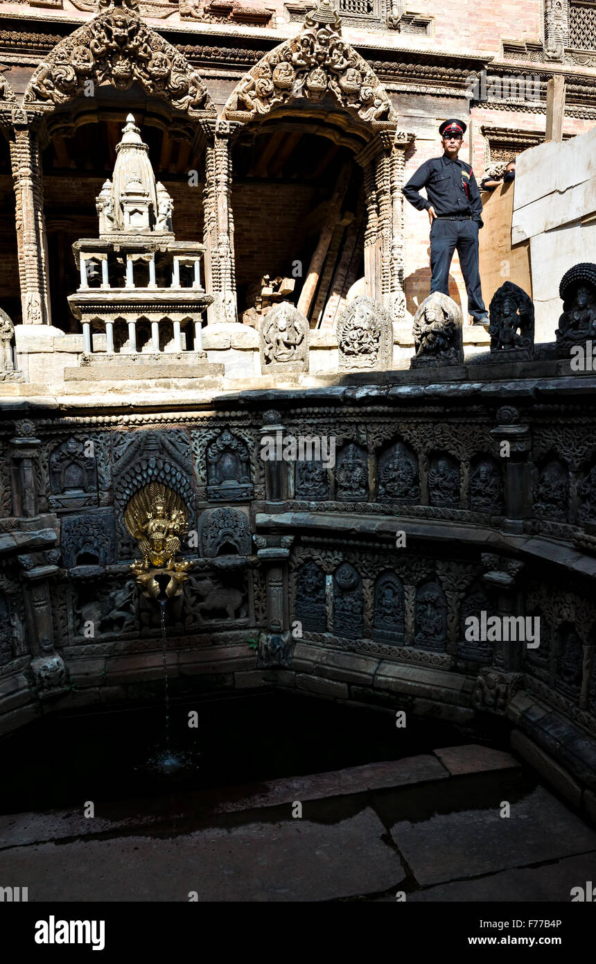 security guard at Patan Durbar Square, Patan, 2015, Nepal Stock Photo ...