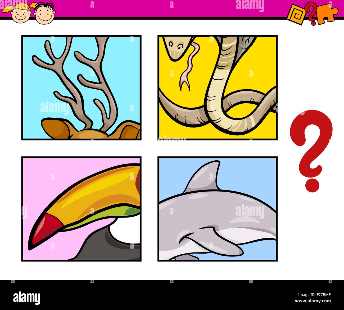 Cartoon Illustration of Educational Task for Preschool Children with ...
