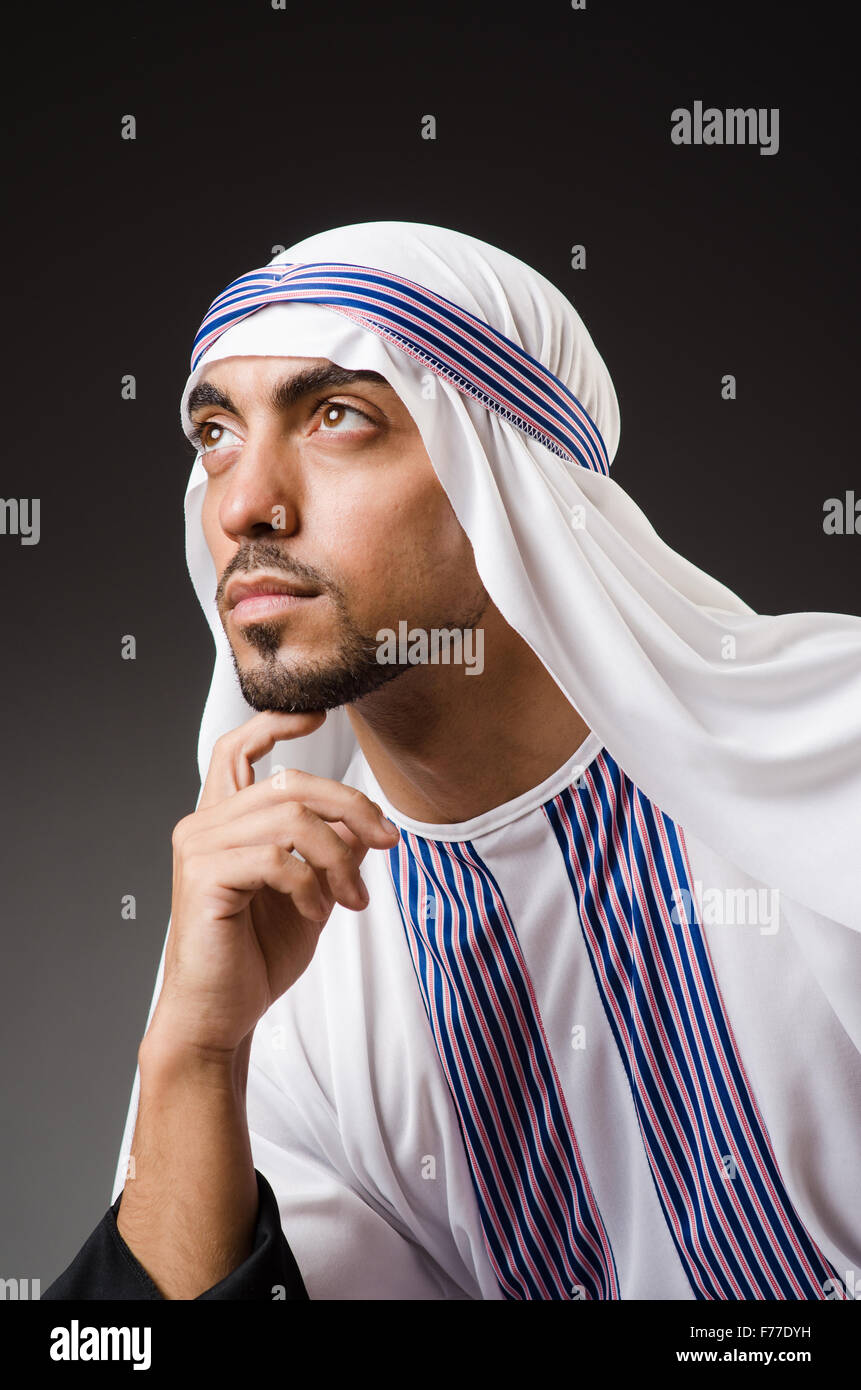 Arab man in deep thinking mode Stock Photo - Alamy