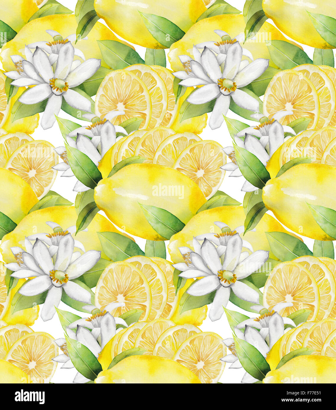 Watercolor lemon pattern Stock Photo - Alamy