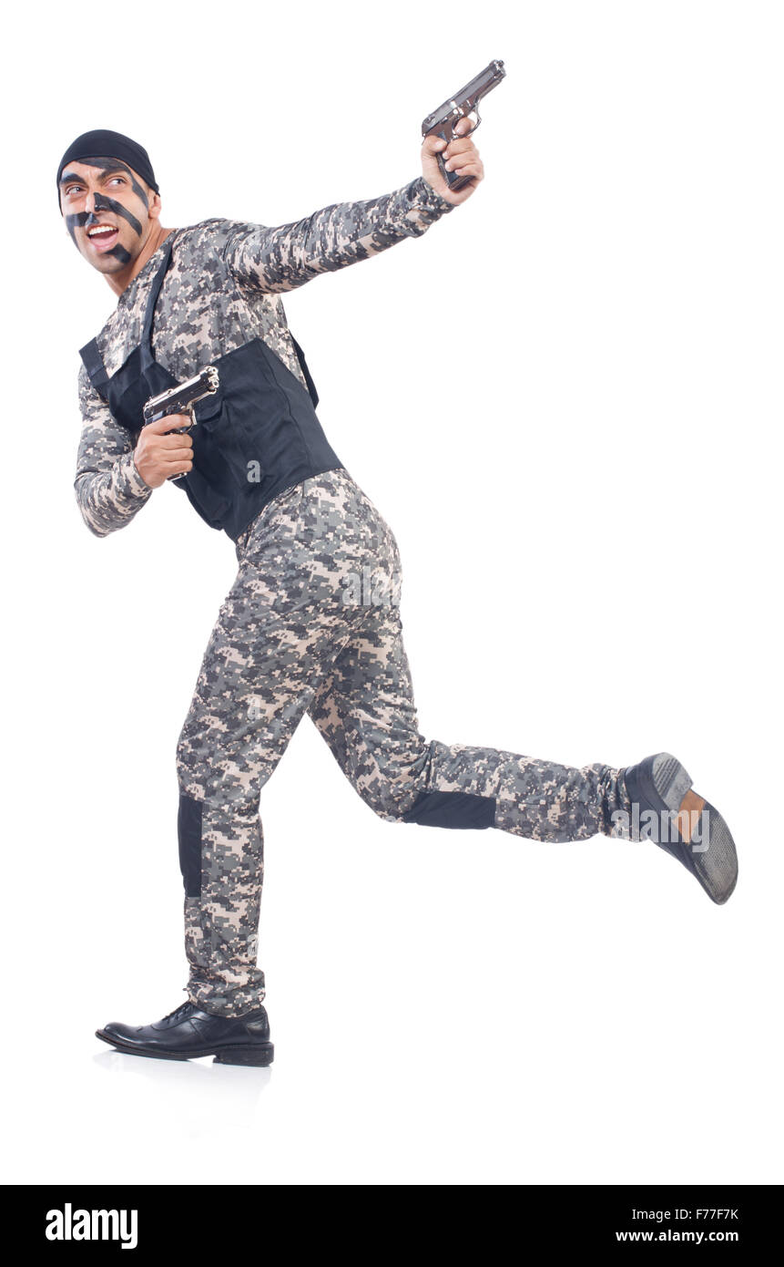 Soldier isolated on the white background Stock Photo - Alamy