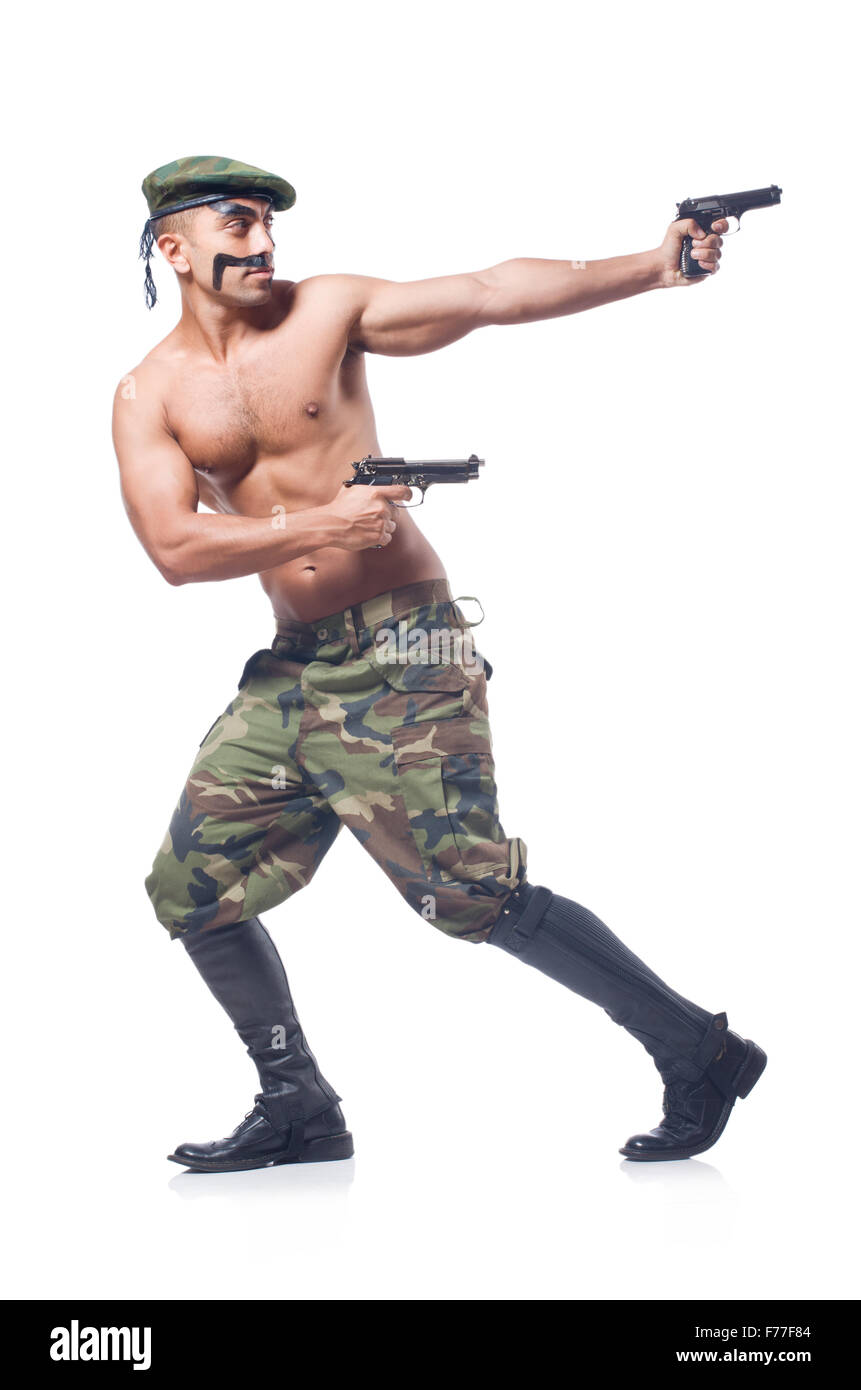 Soldier isolated on the white background Stock Photo - Alamy