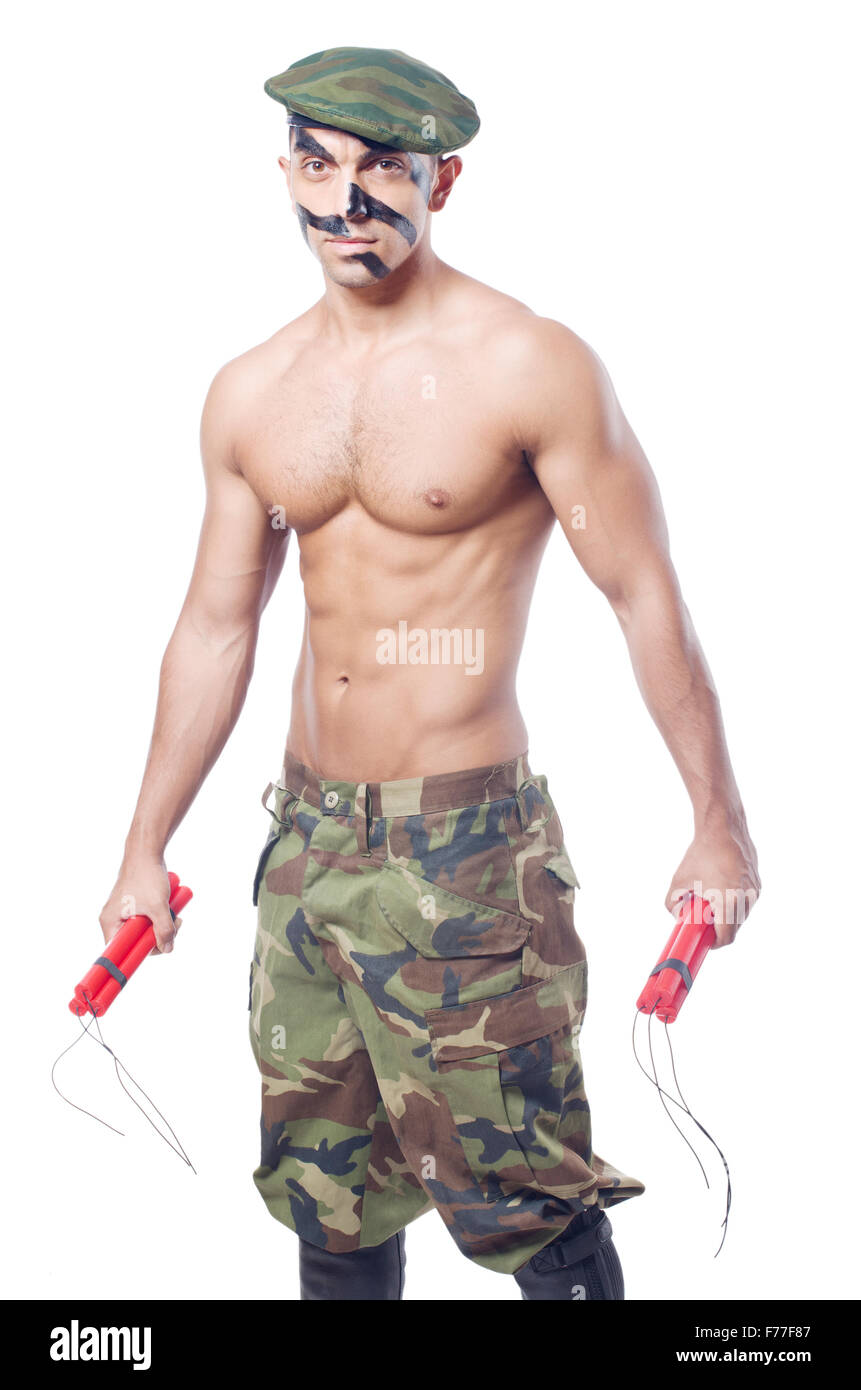 Soldier isolated on the white background Stock Photo - Alamy