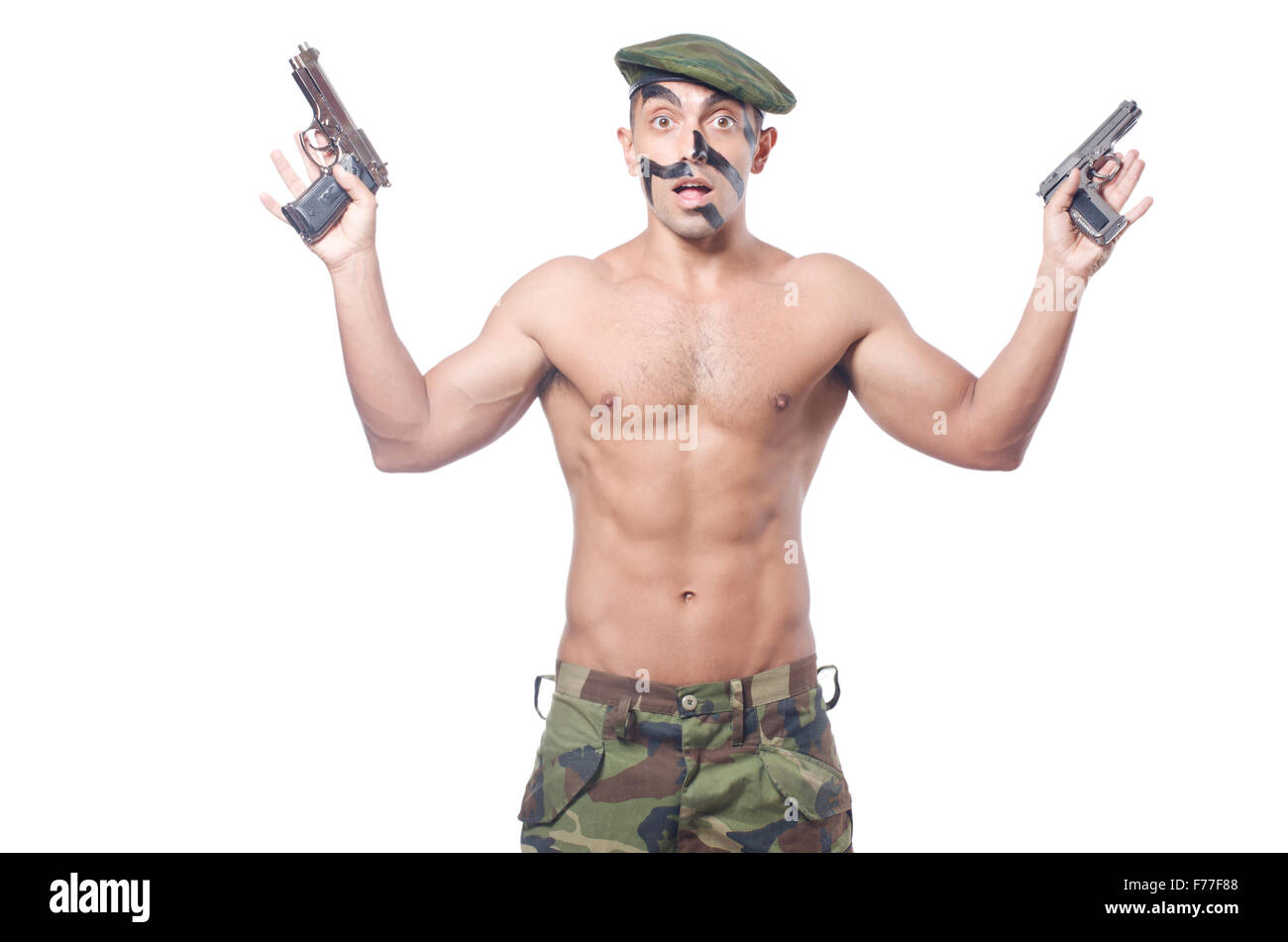 Soldier isolated on the white background Stock Photo - Alamy