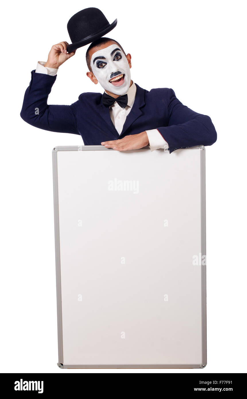 Funny man with blank board Stock Photo - Alamy