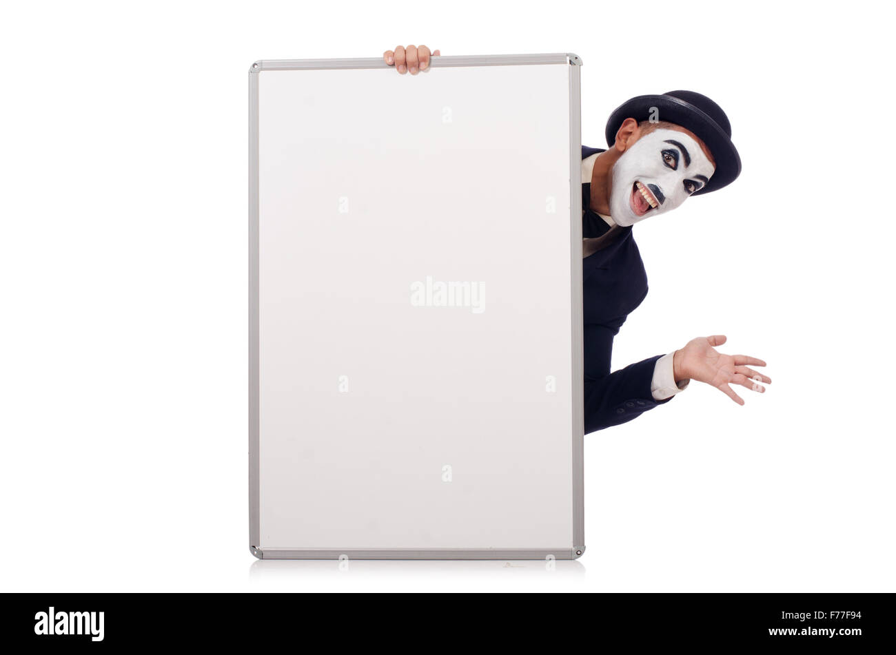 Funny man with blank board Stock Photo - Alamy