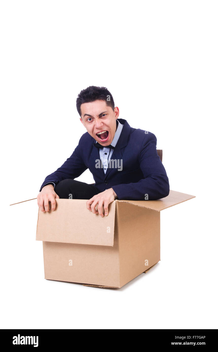 Funny man in the box Stock Photo - Alamy