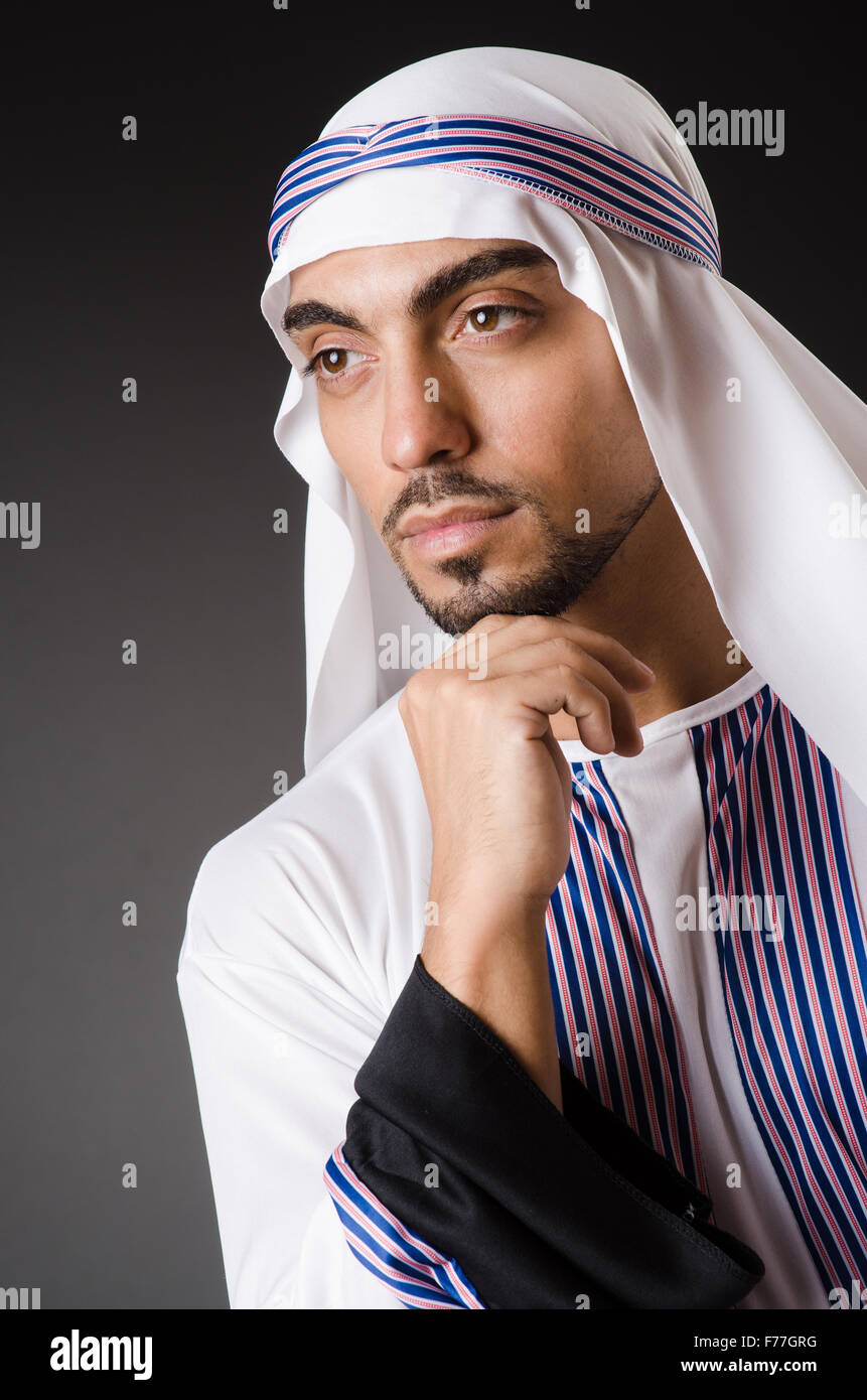 Arab man in deep thinking mode Stock Photo - Alamy