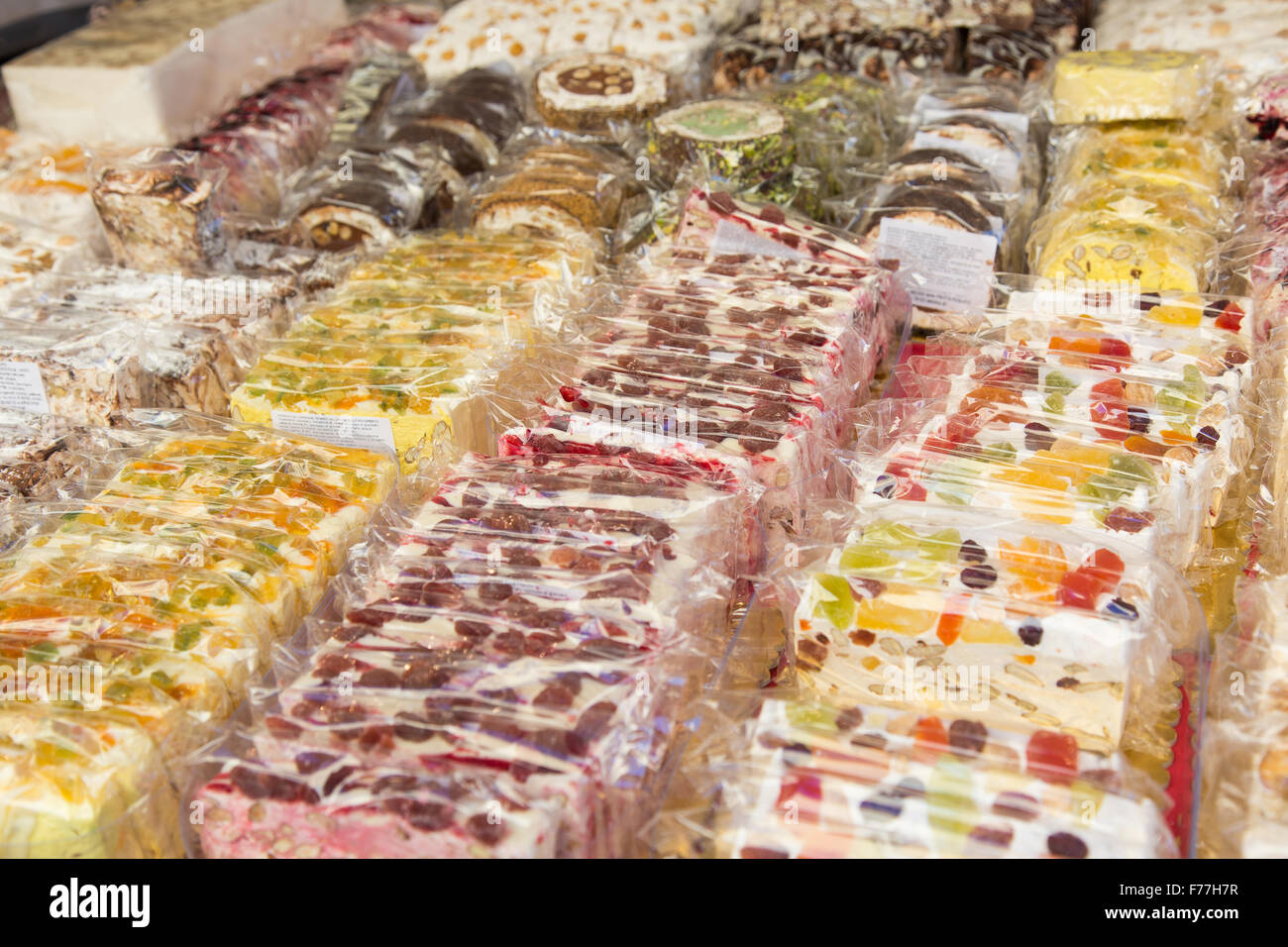 Nougat is a typical sweet Italian handcrafted in the tradition Stock ...