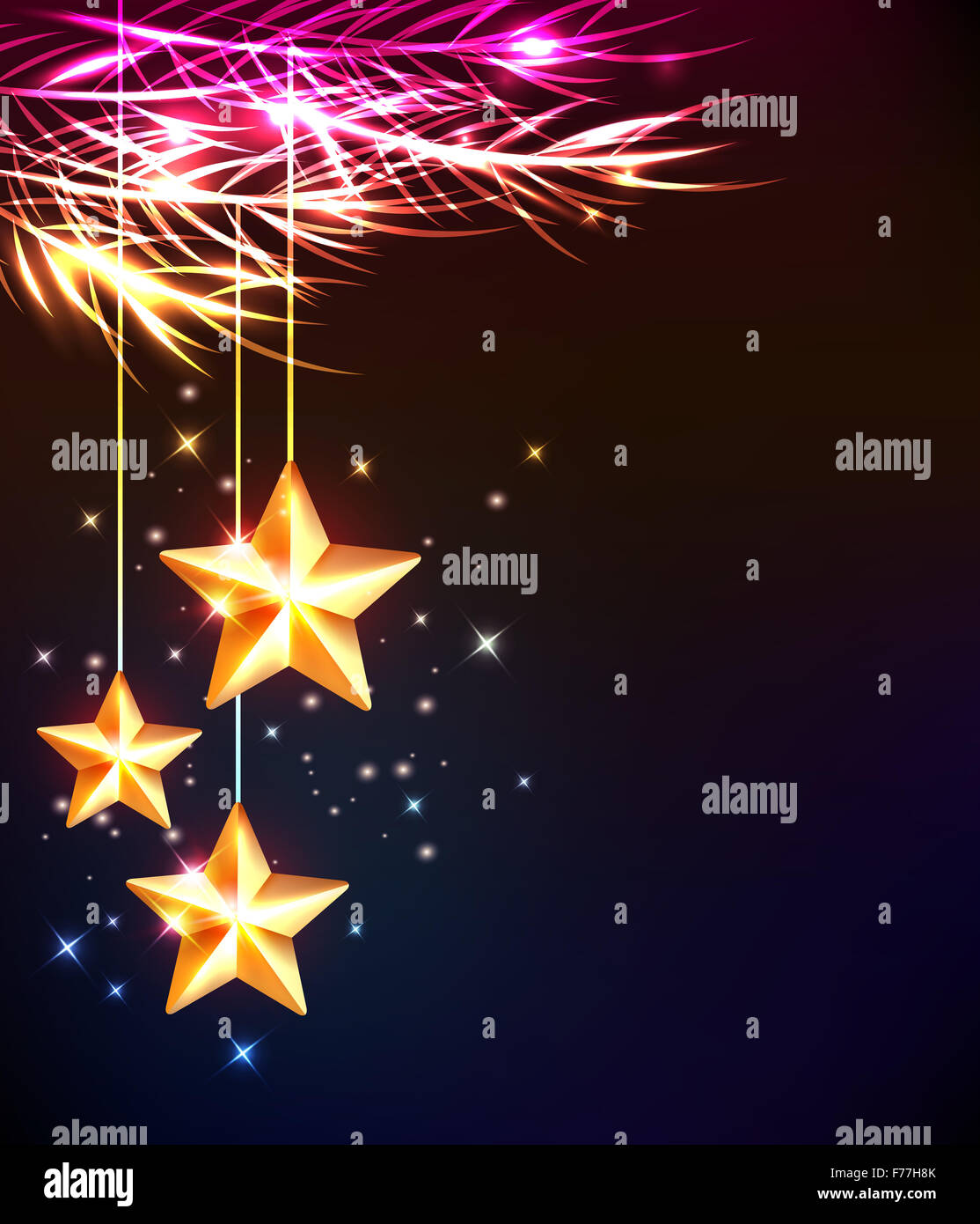 Abstract Christmas background with shining stars and fir tree Stock ...