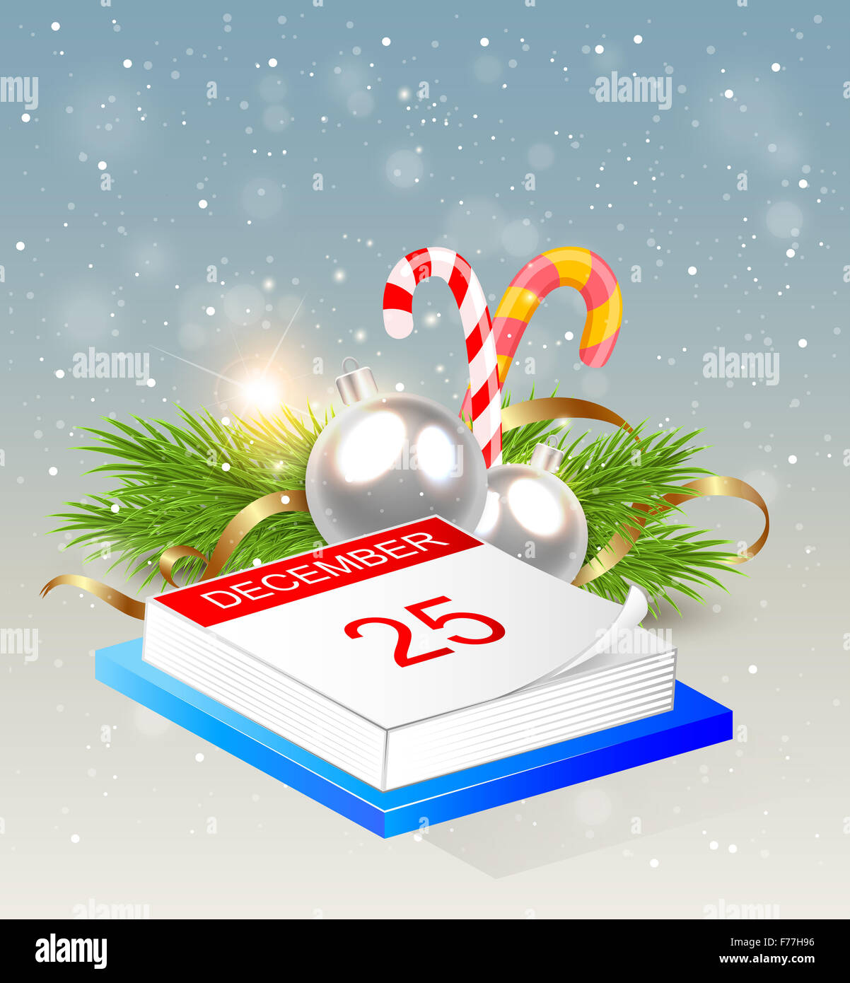 Christmas background with calendar and decorations Stock Photo - Alamy