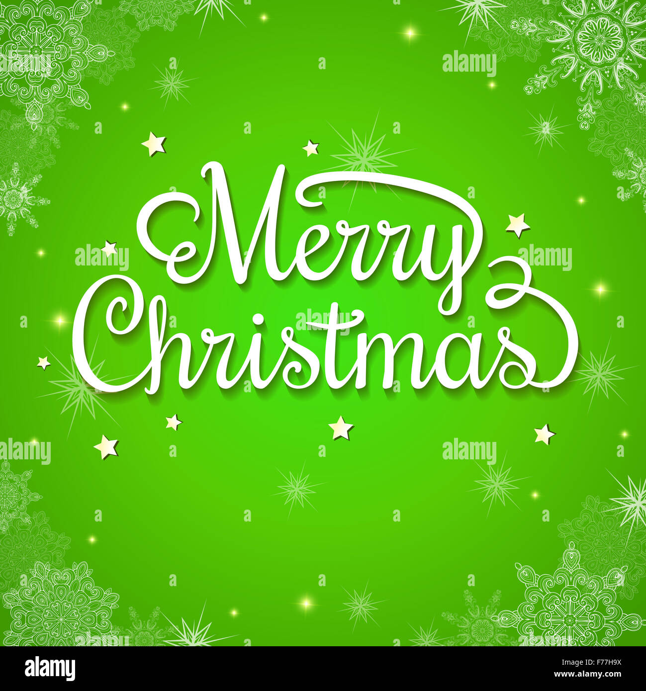 Decorative green Christmas background with greeting inscription and ...